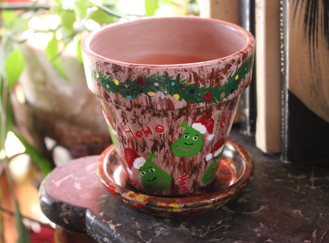 House Plant Pot|planter|shrek Themed|christmas Themed|hand Painted ...