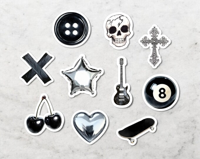 Y2K Grunge Sticker Pack: Cyber Y2K Goth Stickers, Band, Guitar ...