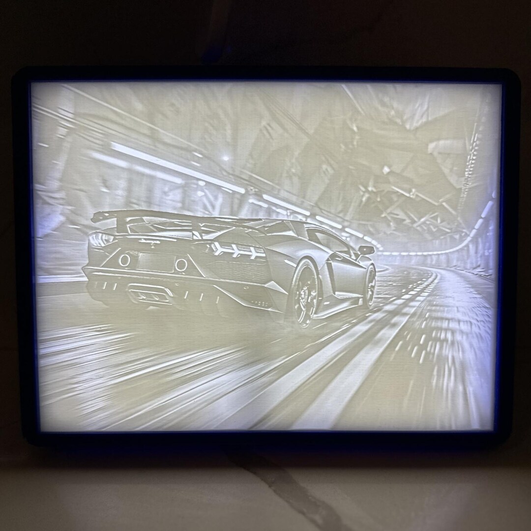 Perfect3d Prints Lamborghini LED Light up Lithophane Picture Lambo LED ...
