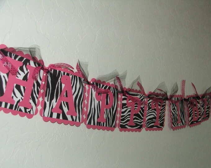 Hot Pink Zebra Print Happy Birthday Banner - Etsy