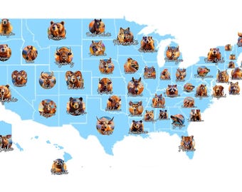 50 US State Animal Flashcards | Learn the Animals of the United States ...