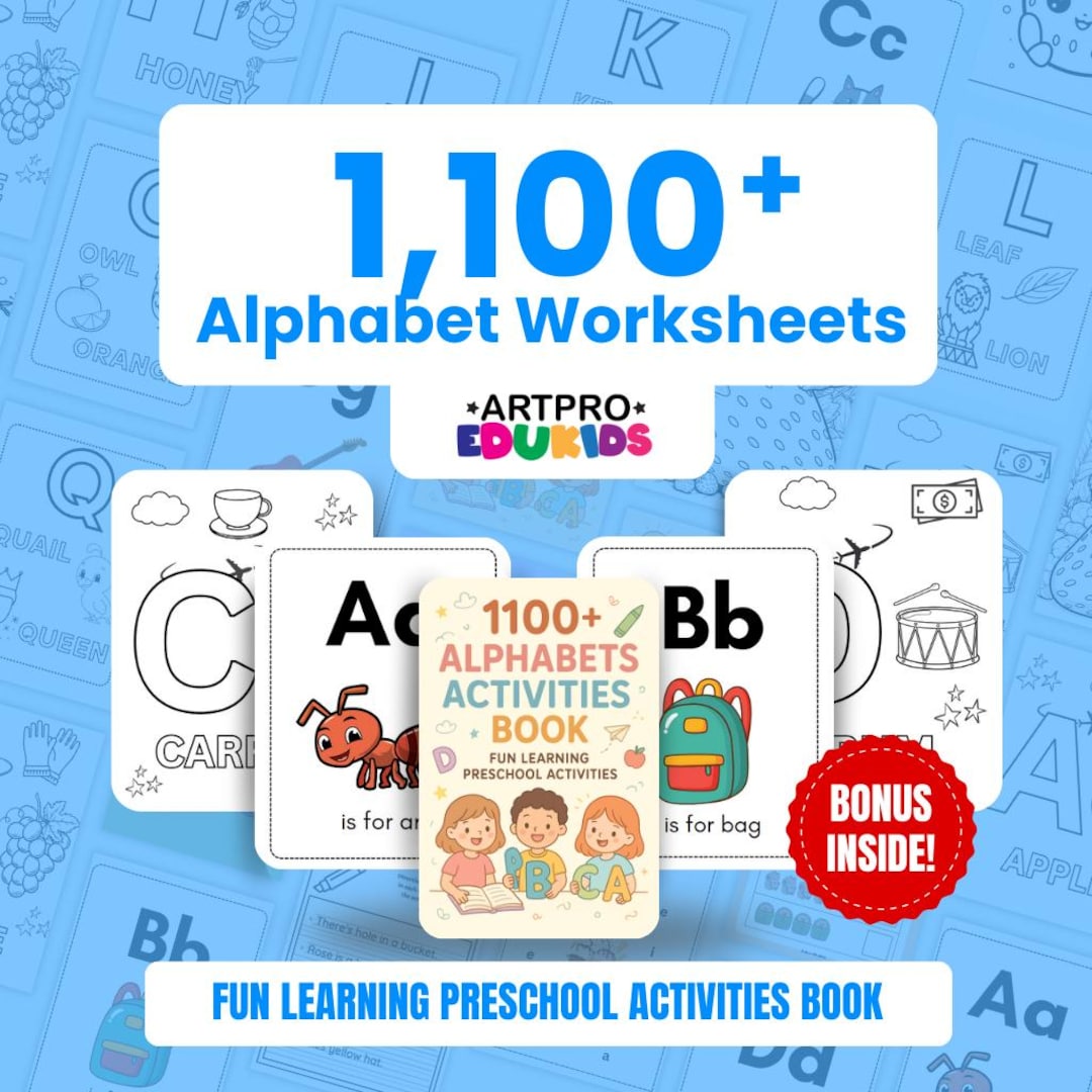 1100+ Alphabet Worksheets Bundle | Preschool ABC Tracing & Handwriting ...