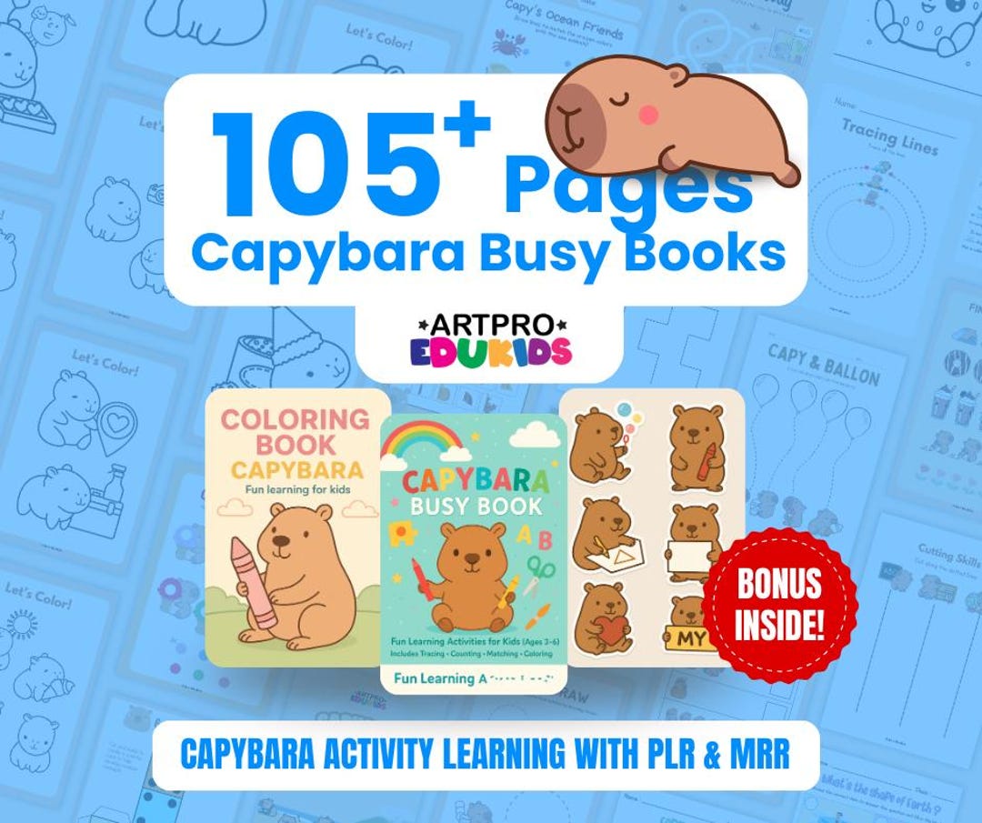 105+ Pages Capybara Busy Books | Learning Bundle | PLR & MRR Digital ...