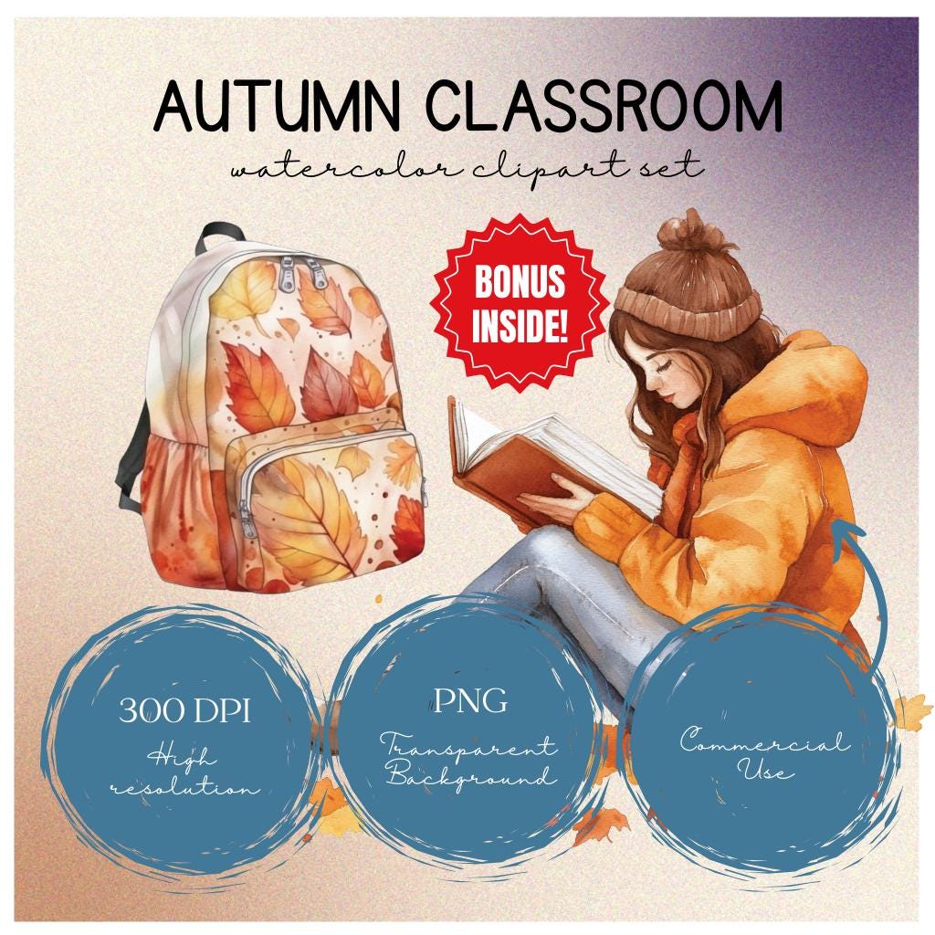 Autumn Classroom Decor: Watercolor Clipart Bundle (digital Download) - Etsy