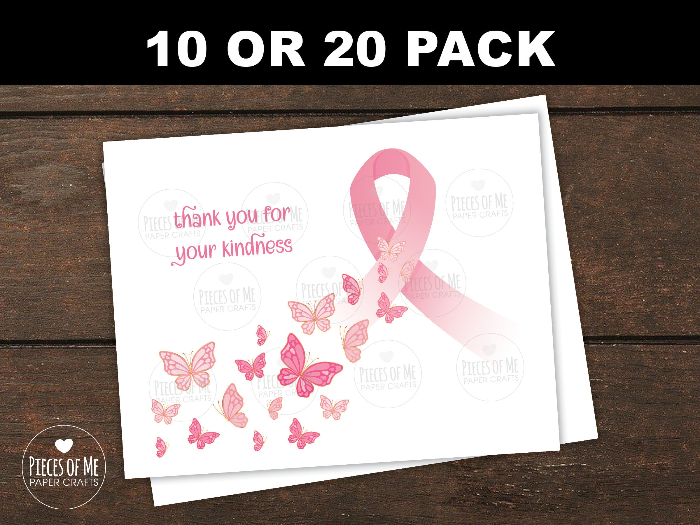 Breast Cancer Thank You Cards 10 or 20 Pack, Thanks, Kindness ...