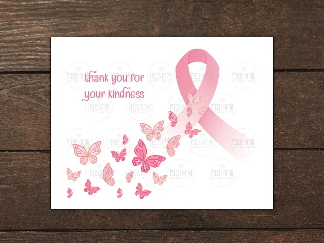 Breast Cancer Thank You Cards 4 Pack, Thank You for Your Kindness ...