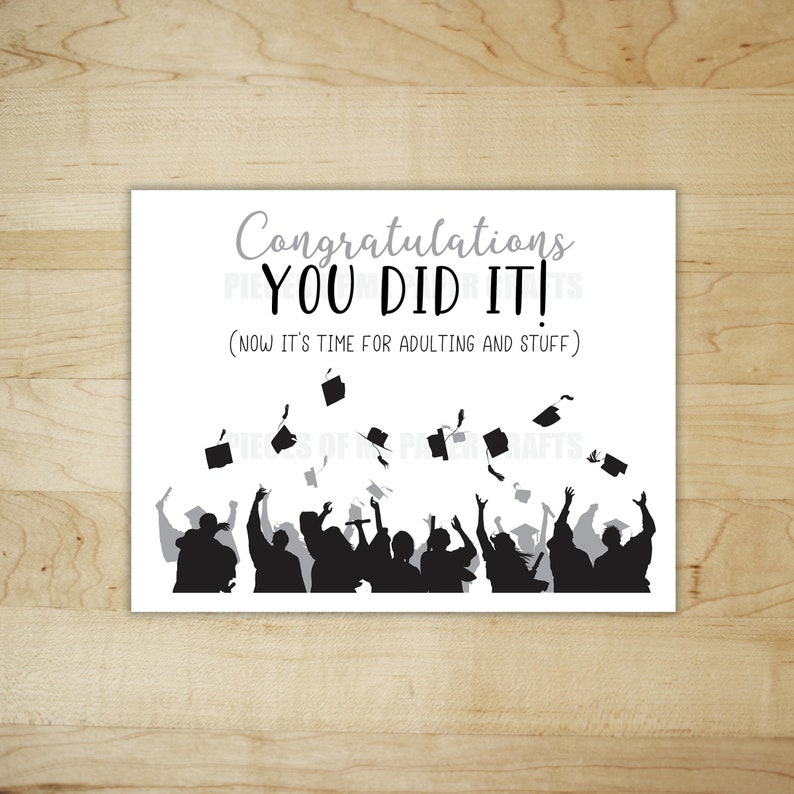 Funny Graduation Card Congratulations You Did It Adulting Etsy