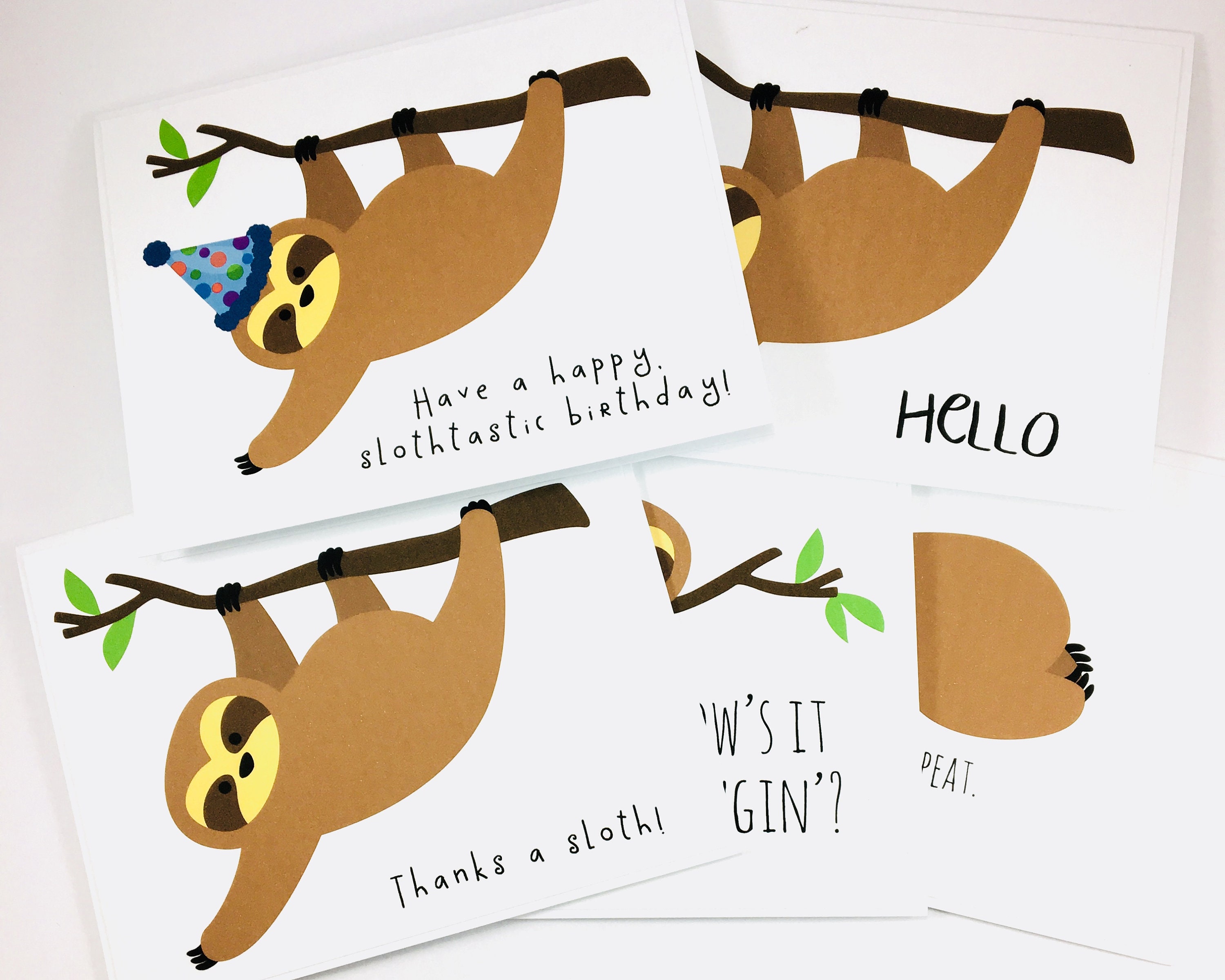 Sloth All Occasion card set funny sloth cards birthday | Etsy