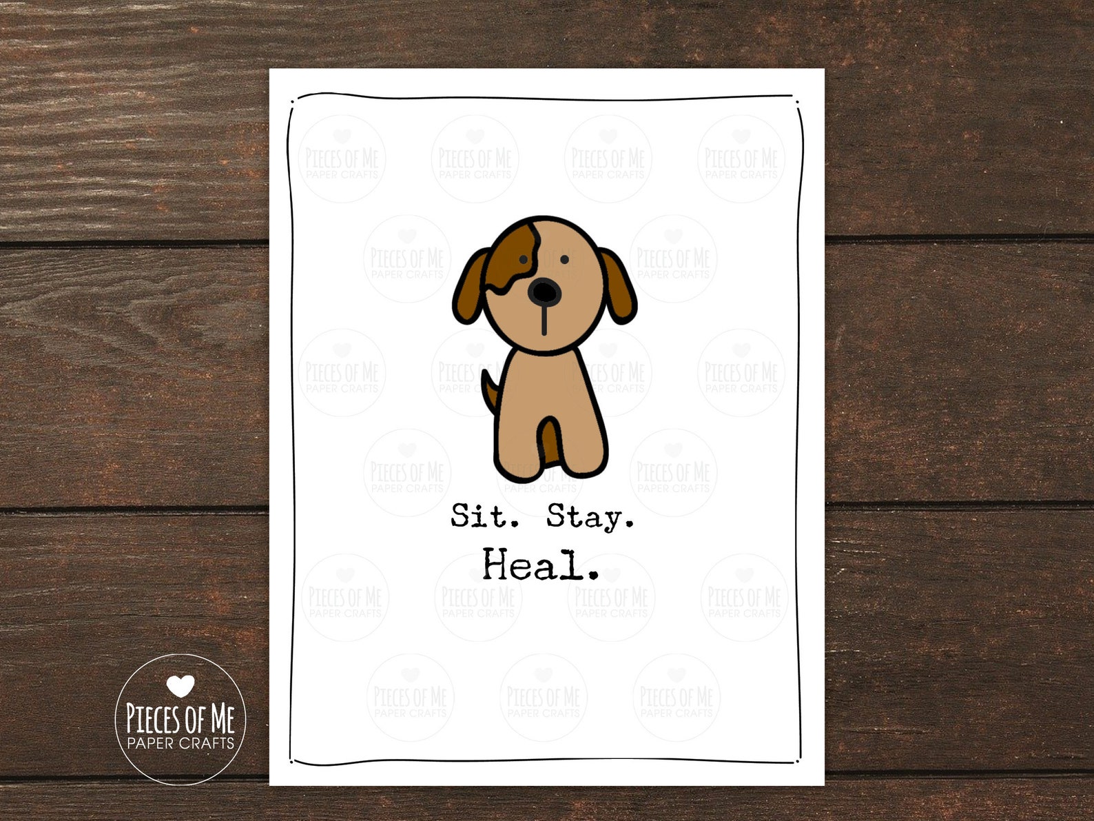 Dog Get Well Soon Card Sit Stay Heal Funny Puppy Get Well - Etsy