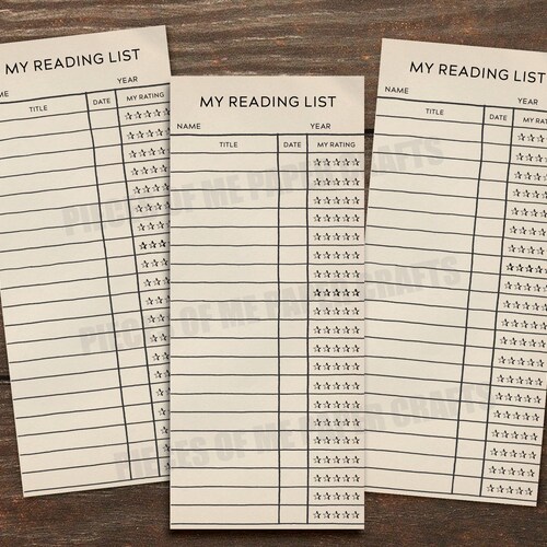 Reading Log Bookmarks 3 Pack Library Card Double Sided - Etsy