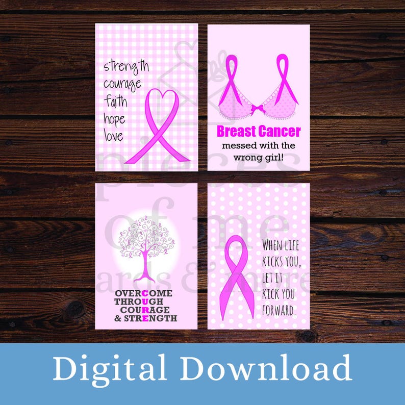 8 Breast Cancer Gift Tags, Printable Instant Download, Digital File ...