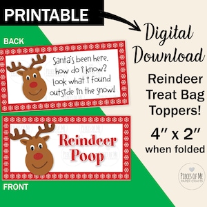 Reindeer Poop Treat Bag Toppers, 4 Inches, Printable, Instant Download ...