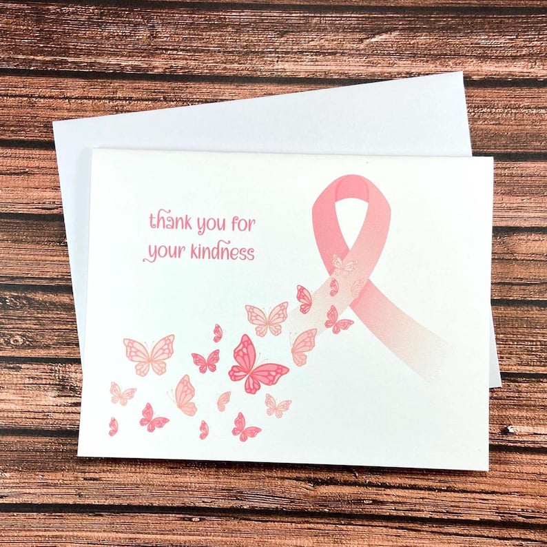 Breast Cancer Thank You Cards 10 or 20 Pack, Thanks for Your Kindness ...