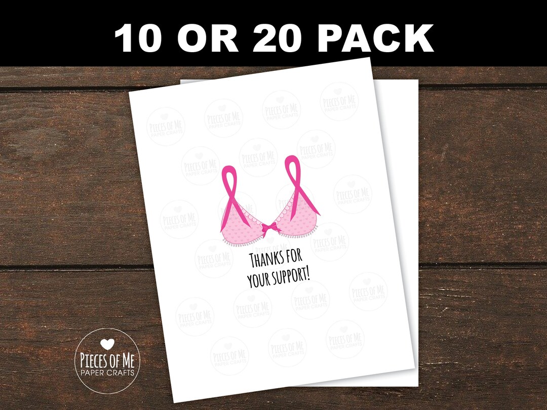 Breast Cancer Thank You Cards, 10 or 20 Pack, Thanks for Your Support ...