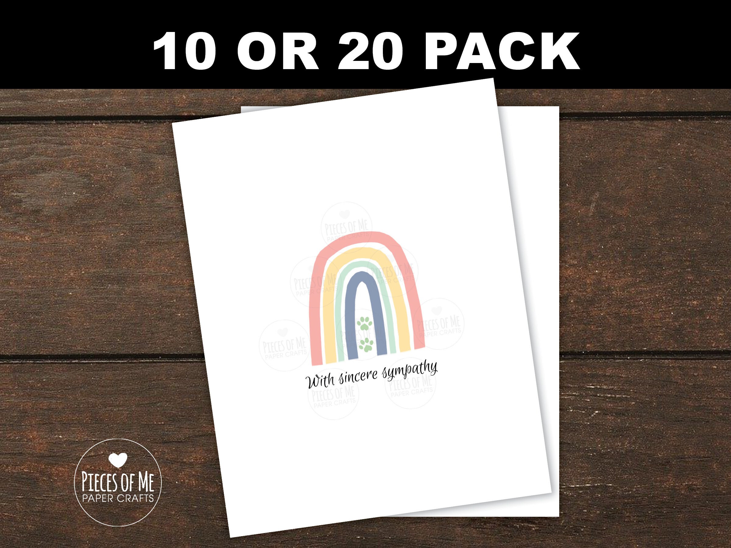 Pet Sympathy Card 10 or 20 Pack, Cat Dog, Bulk Pack, Rainbow Bridge ...