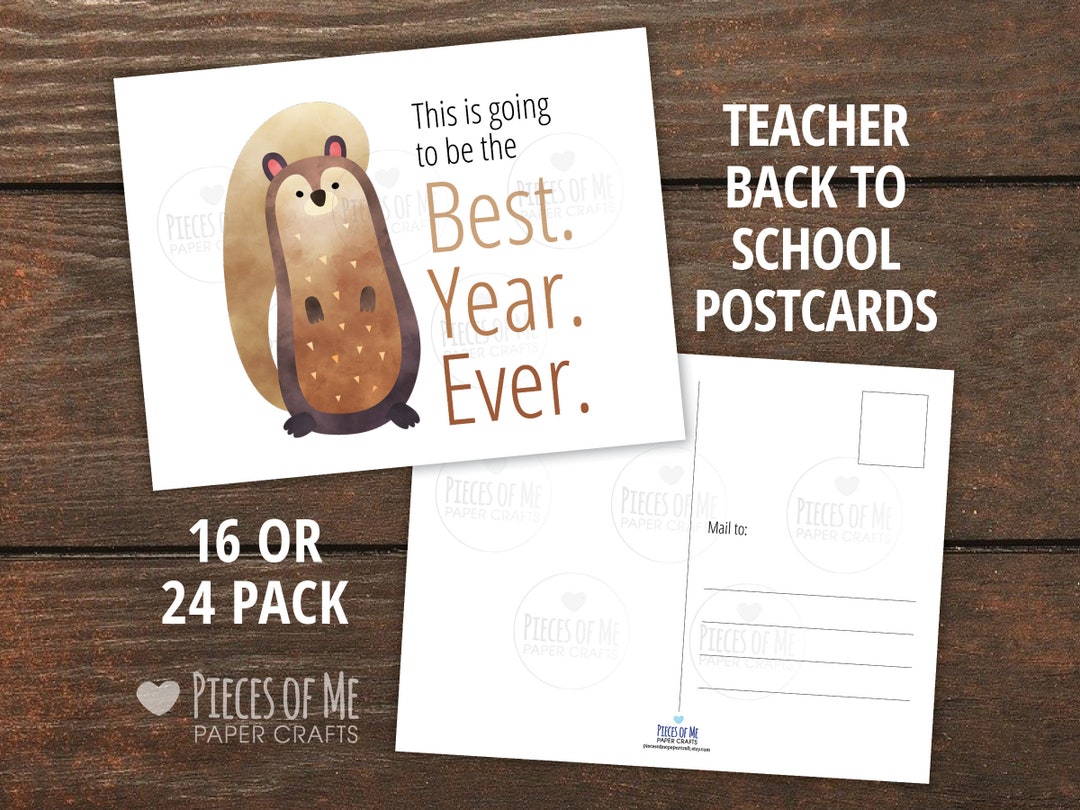 Teacher Postcard, Squirrel, Welcome Back to School Note Card, Best Year ...