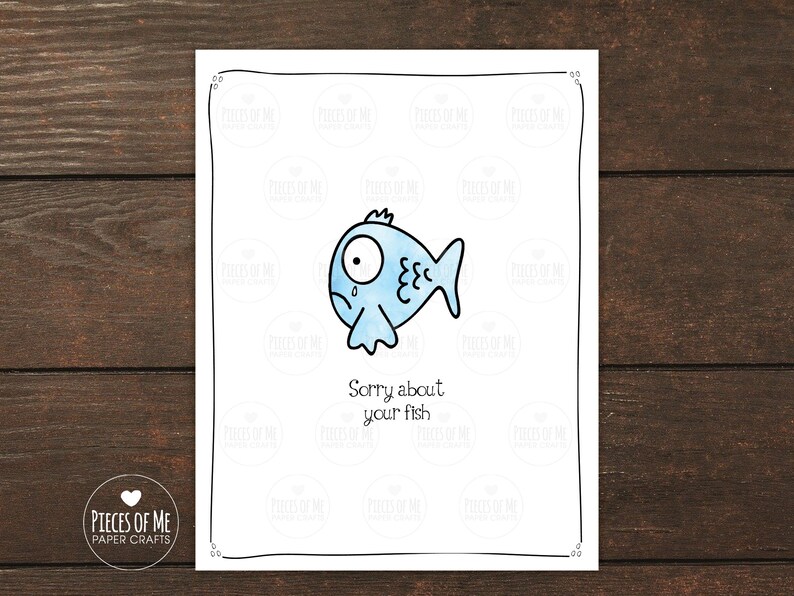 Sorry About Your Fish, Fish Sympathy Card, Pet Sympathy, Loss of Pet ...