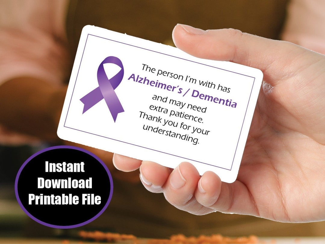 Alzheimer's Dementia Companion Card Caregiver Printable - Etsy