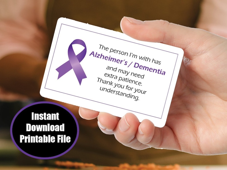 Alzheimer's Dementia Companion Card Caregiver Printable - Etsy