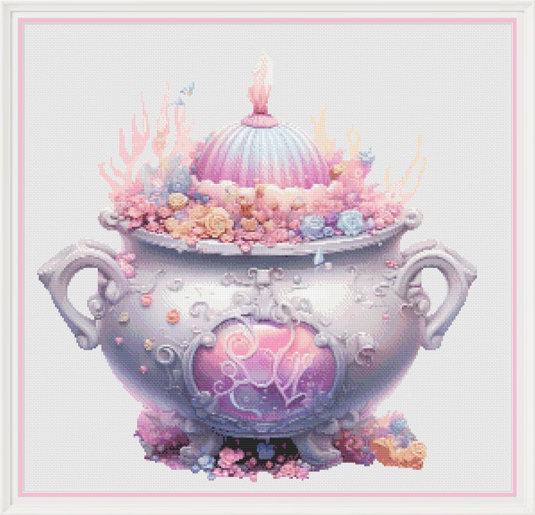 Pink Cauldron 1 Counted Cross Stitch, 32 Ct., 272x261 Stitches, 8x8 ...