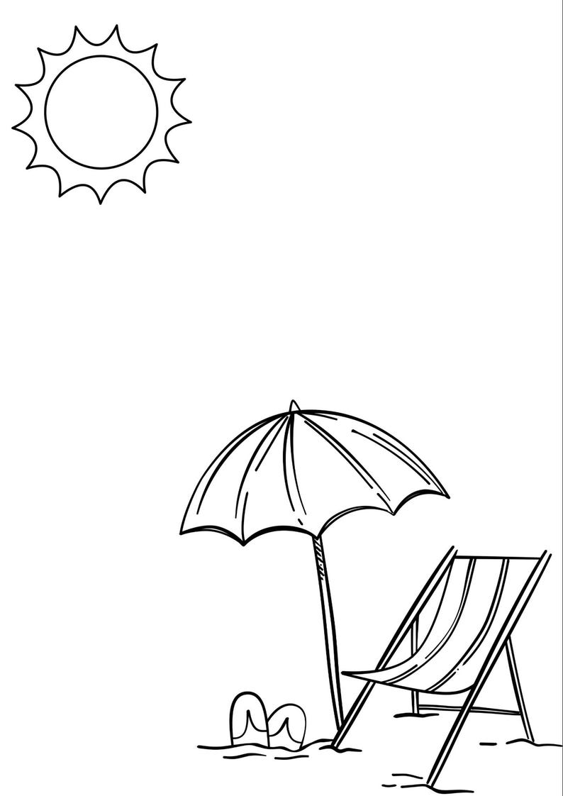 Printable Summer Coloring Book With Cover Sheet Digital Download ...