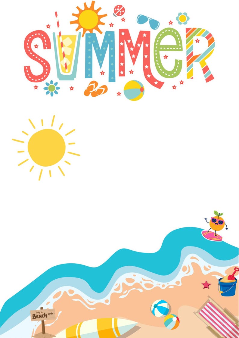 Printable Summer Coloring Book With Cover Sheet Digital Download ...