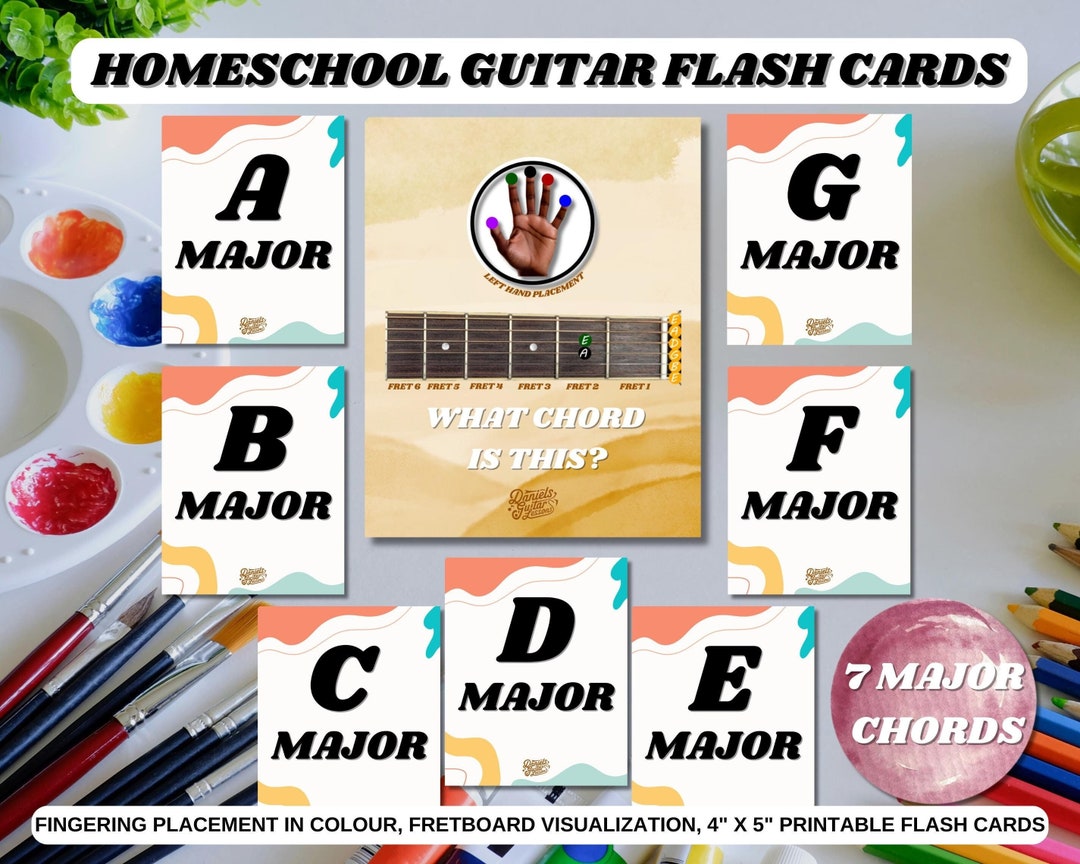 Homeschool Flash Cards for Acoustic Guitar Sized 4x5 to Learn Chords ...