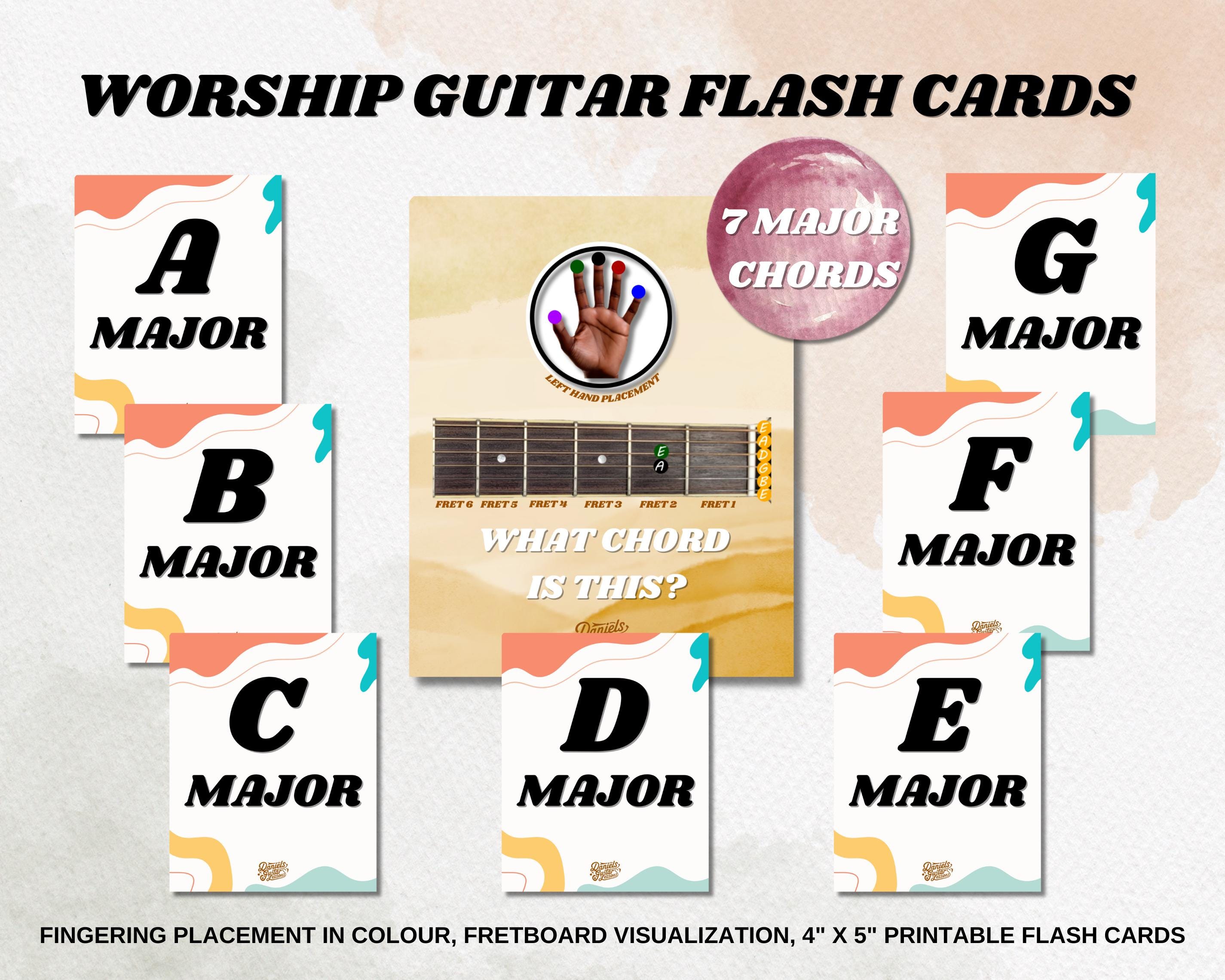 Guitar Flash Cards for Beginners to Learn Fingering Placement Guitar ...