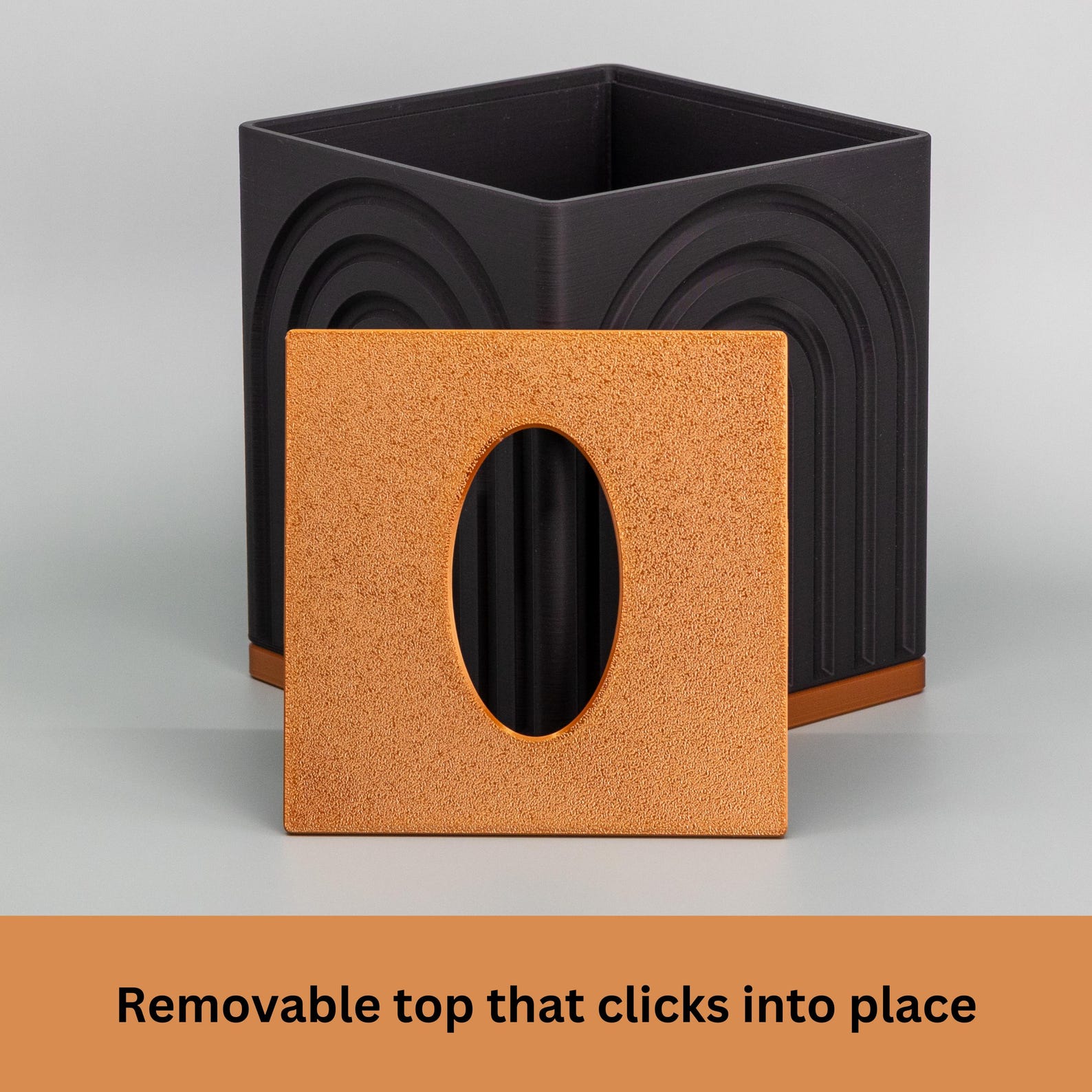 Tissue Box Cover Arched Design | Black and Copper Color | Fits Square ...