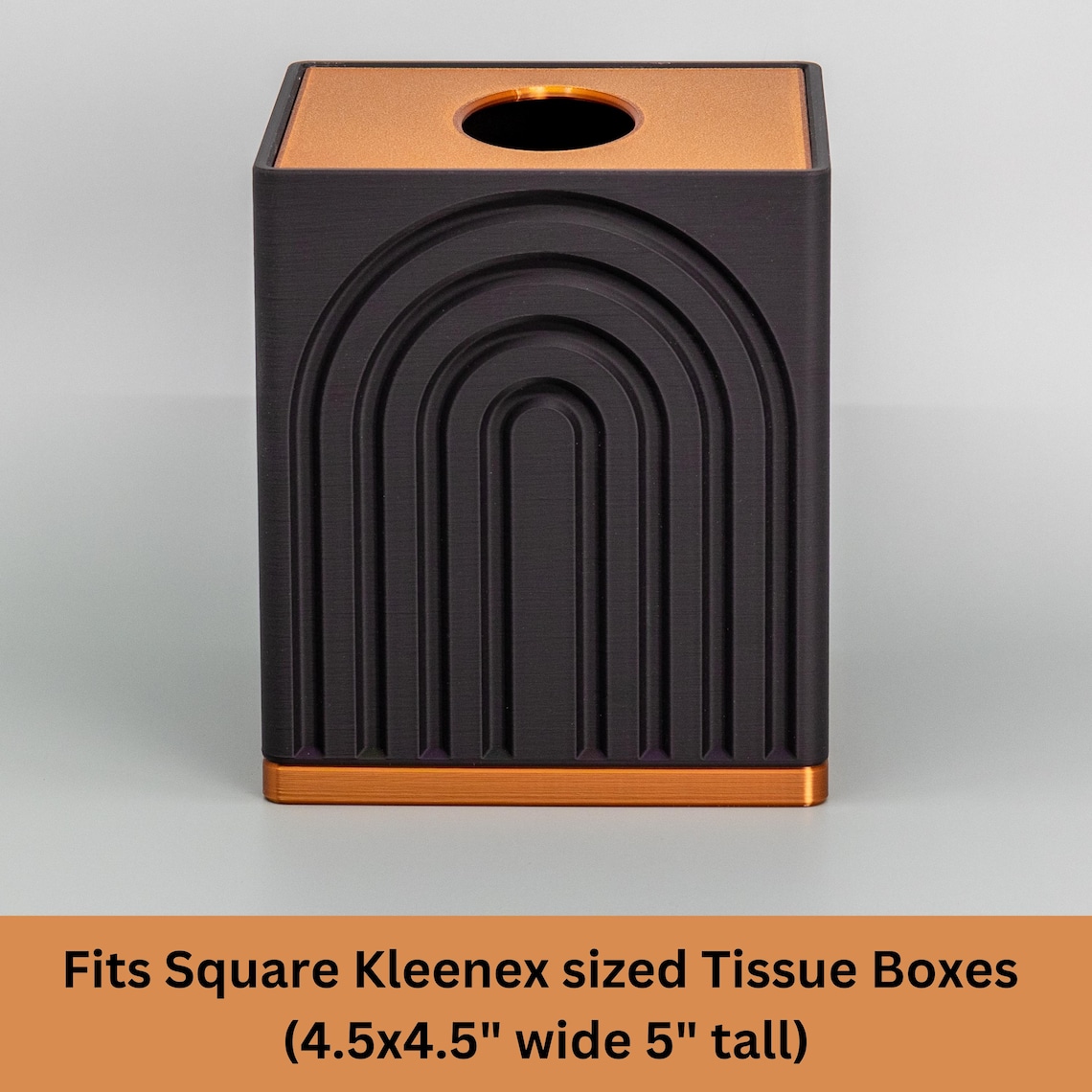 Tissue Box Cover Arched Design | Black and Copper Color | Fits Square ...