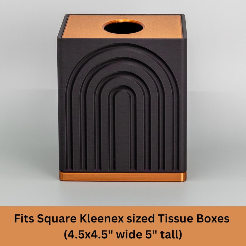 Tissue Box Cover Arched Design | Black and Copper Color | Fits Square ...