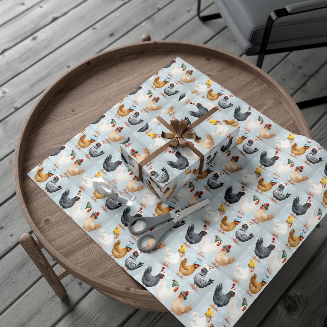 Christmas Chicken Gift Wrap Papers Funny Holiday Wrapping Paper ...