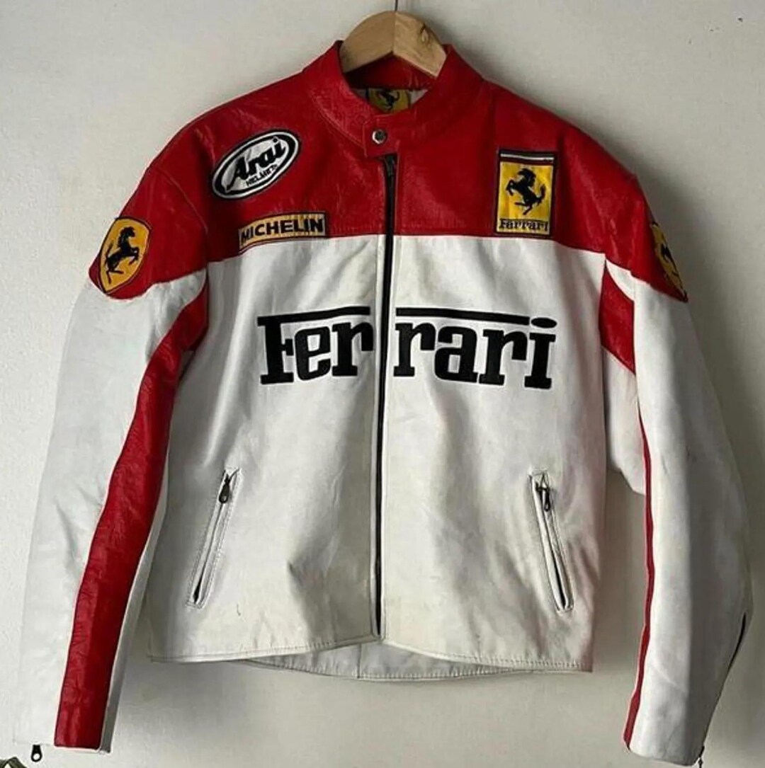 Ferrari Biker Racing Leather Jacket Genuine Leather Jacket for Bikers ...