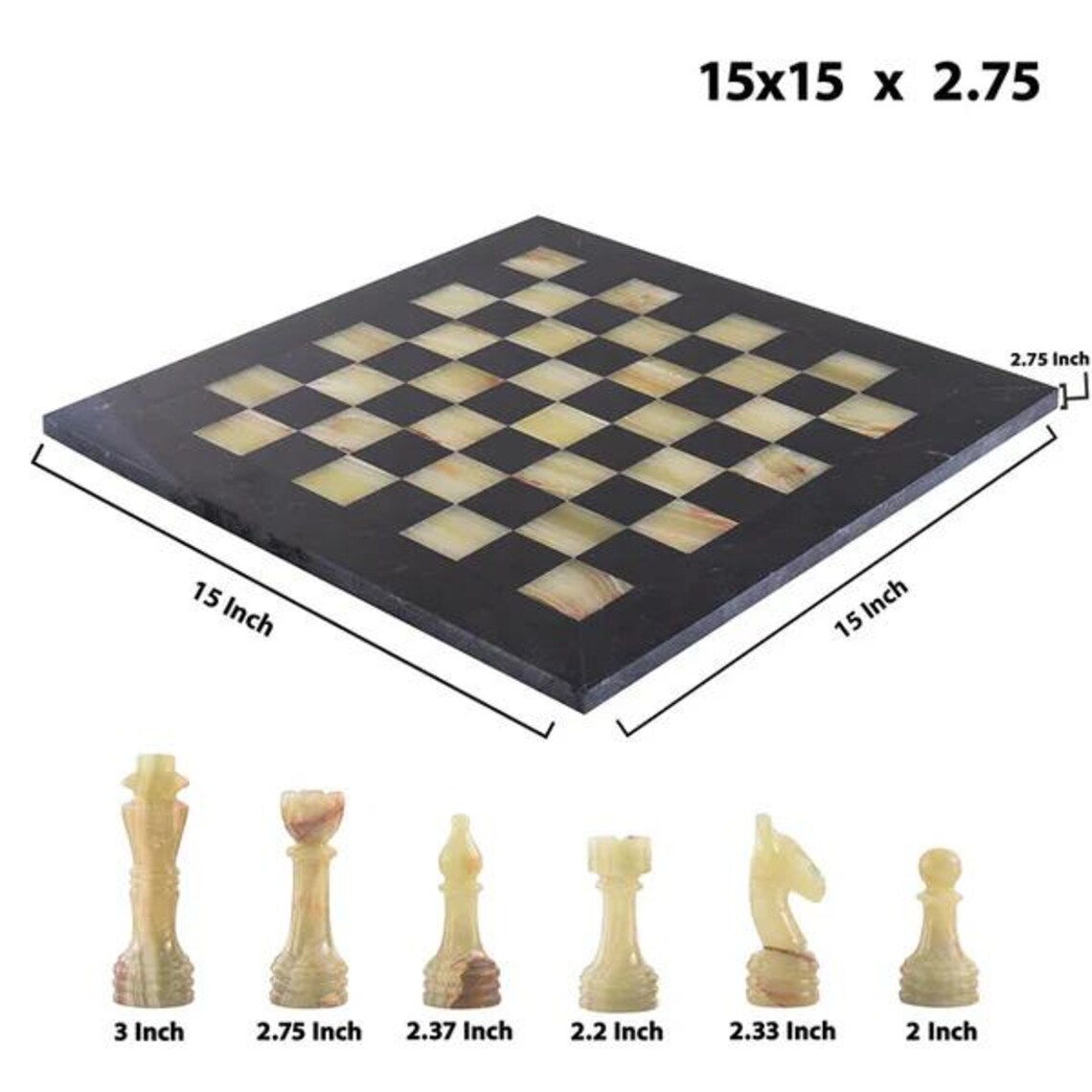 Handmade Marble Chess Set Premium Quality Marble Chess 15''x15'' Chess ...