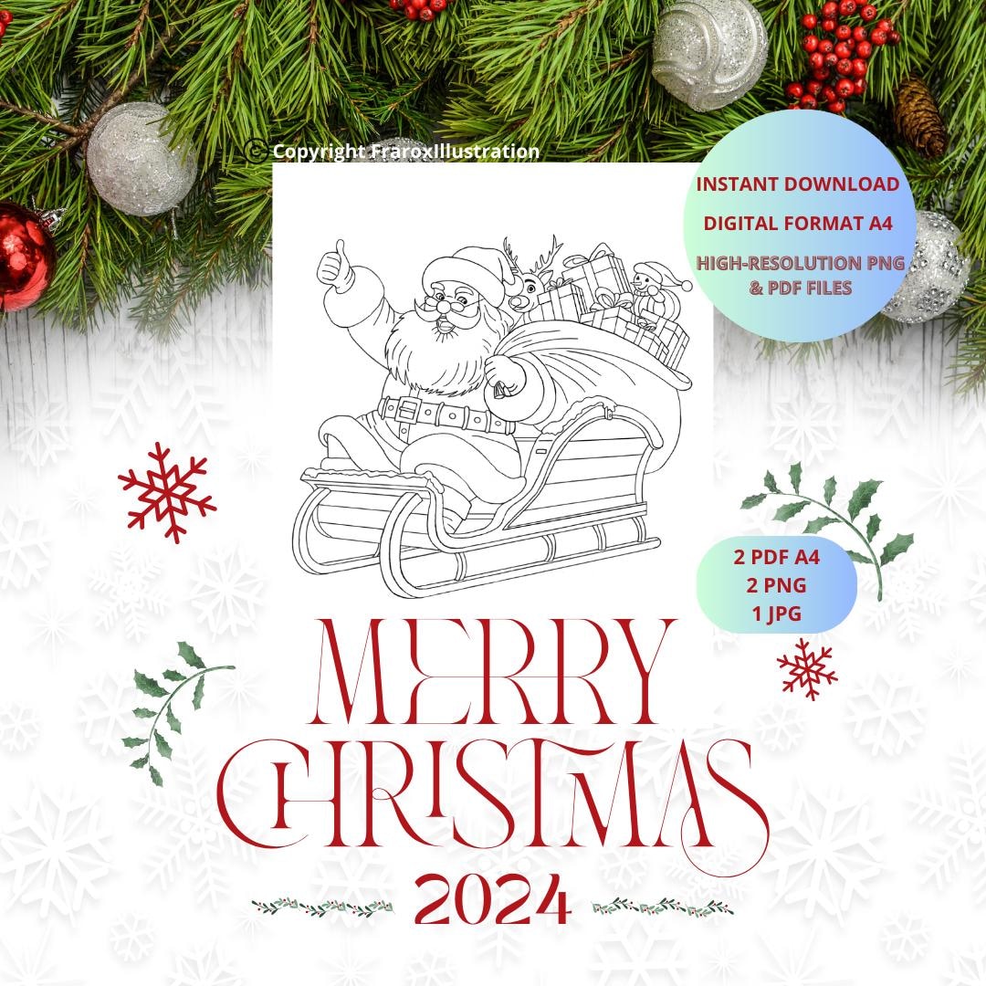 Santa Claus Coloring Pages for Adults Santa Claus Coloring Illustration ...
