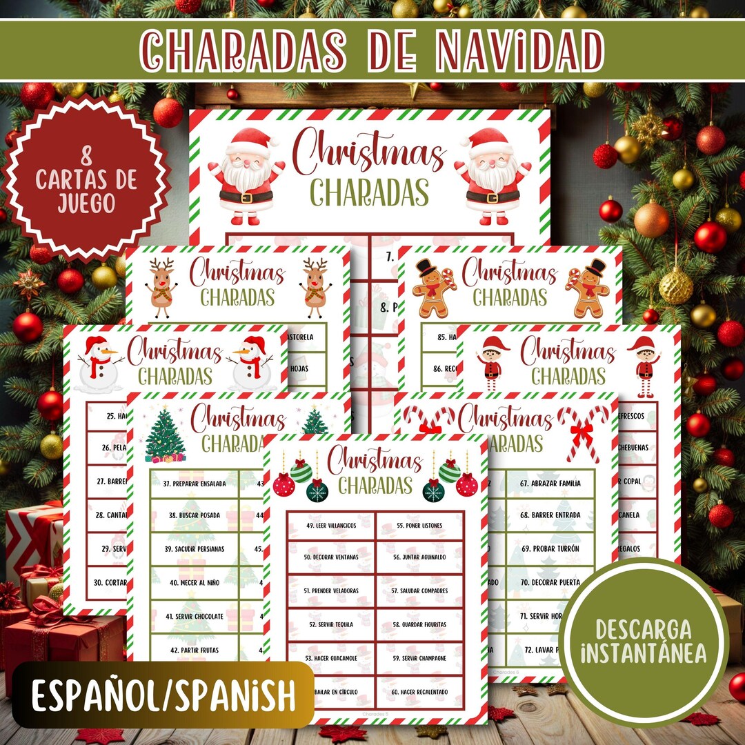 Juego De Charadas Navideñas - Imprimible Para Fiestas - Descarga ...