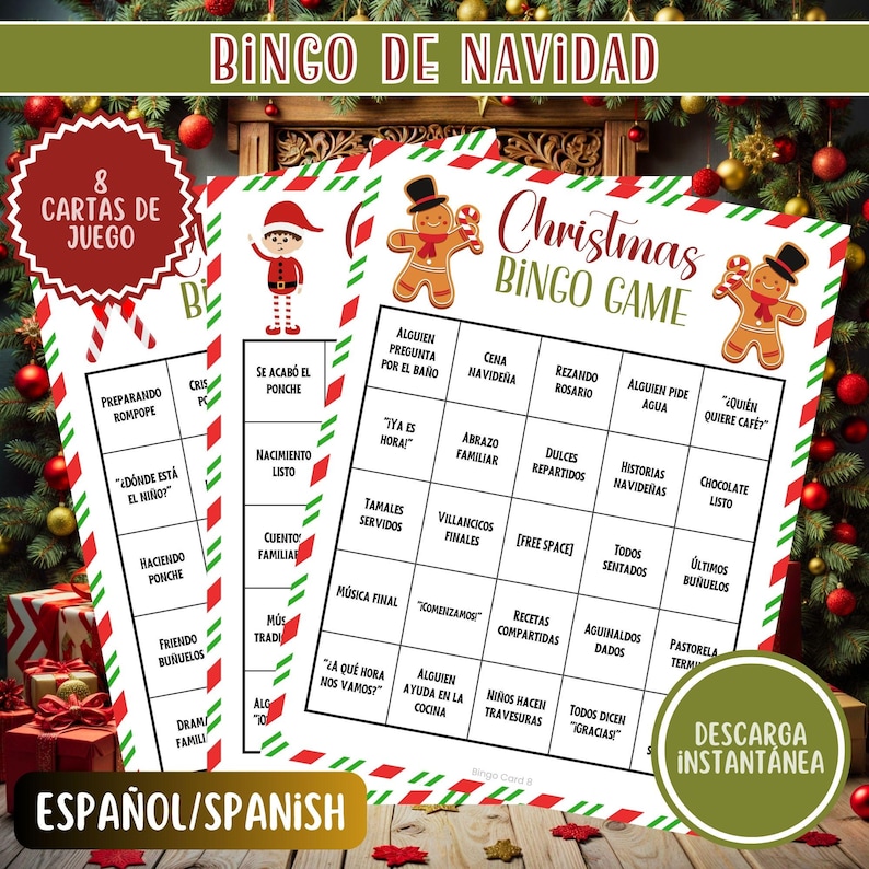 Bingo Navideño Para Imprimir | Juego De Bingo Navidad | Divertido Juego ...