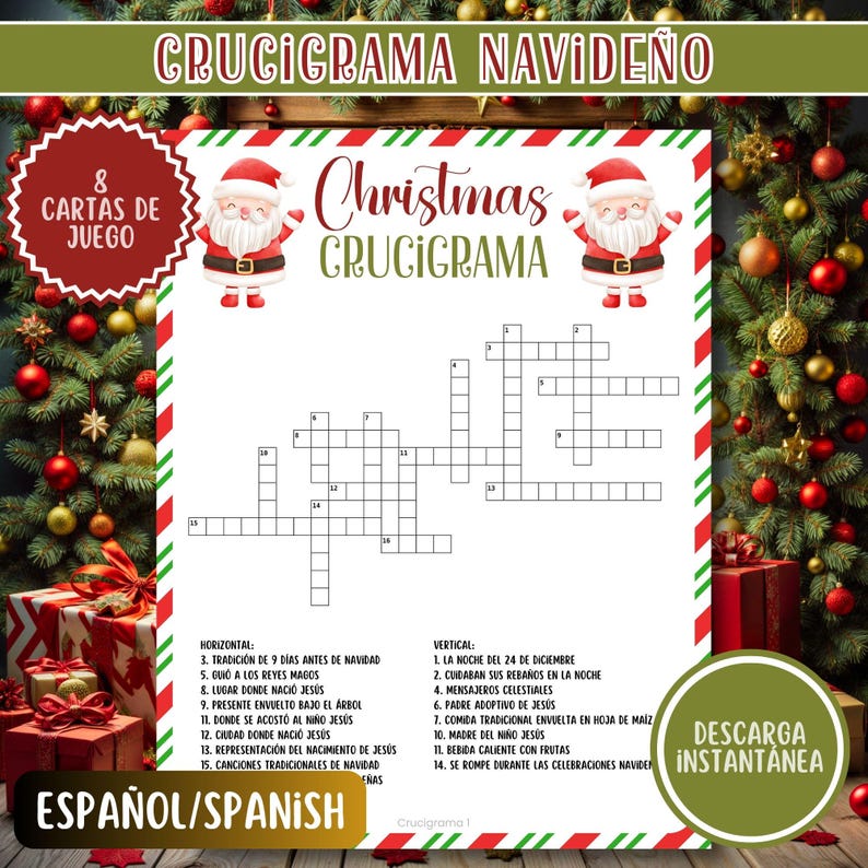 Crucigramas De Navidad 8 Diseños Listos Para Descargar E Imprimir - Etsy