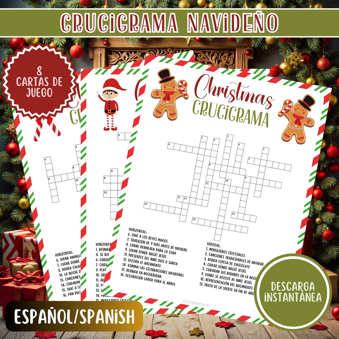 Crucigramas De Navidad 8 Diseños Listos Para Descargar E Imprimir - Etsy