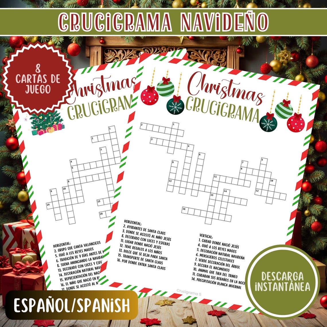 Crucigramas De Navidad – 8 Diseños Listos Para Descargar E Imprimir - Etsy
