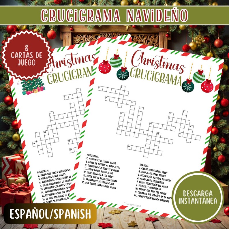 Crucigramas De Navidad 8 Diseños Listos Para Descargar E Imprimir - Etsy