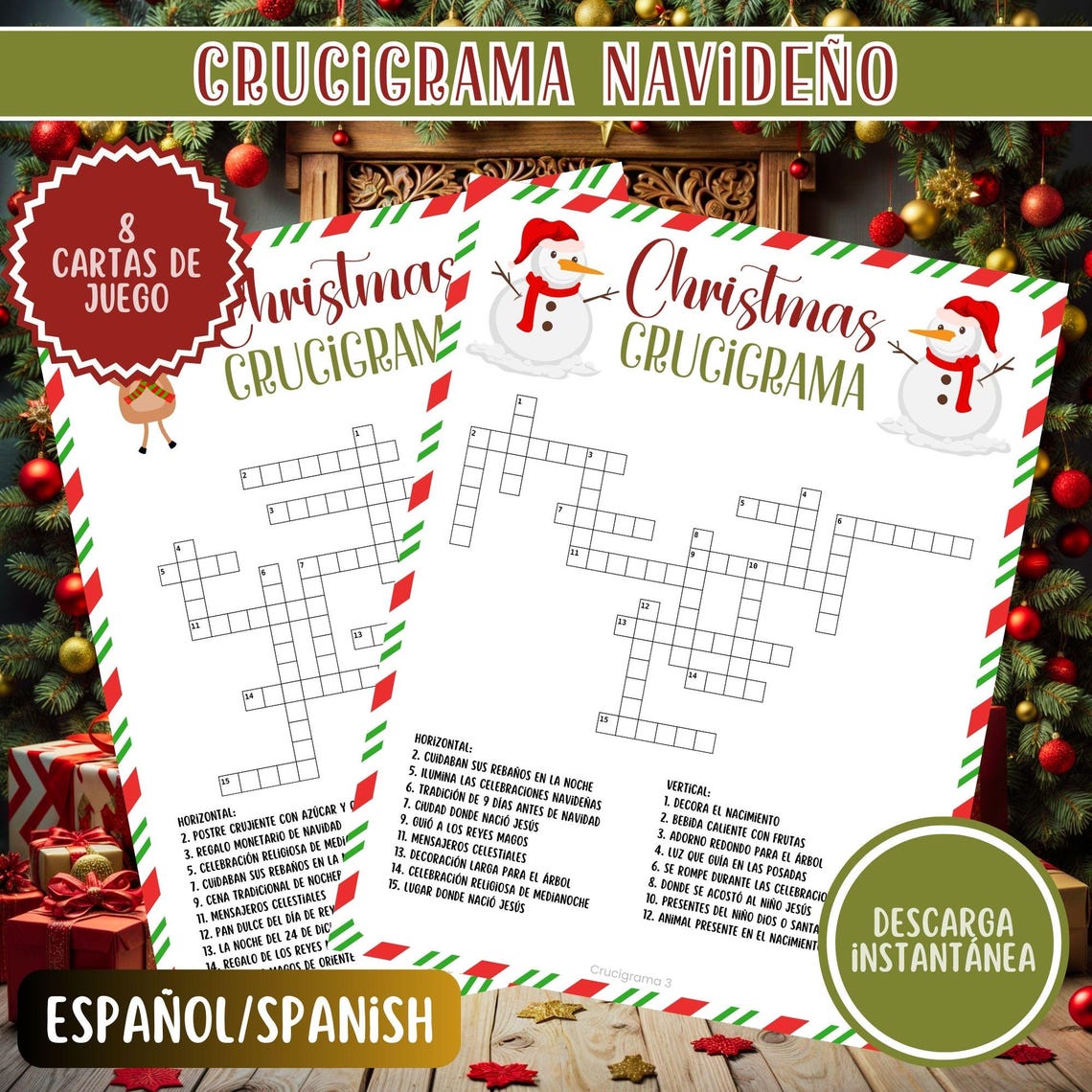 Crucigramas De Navidad – 8 Diseños Listos Para Descargar E Imprimir - Etsy