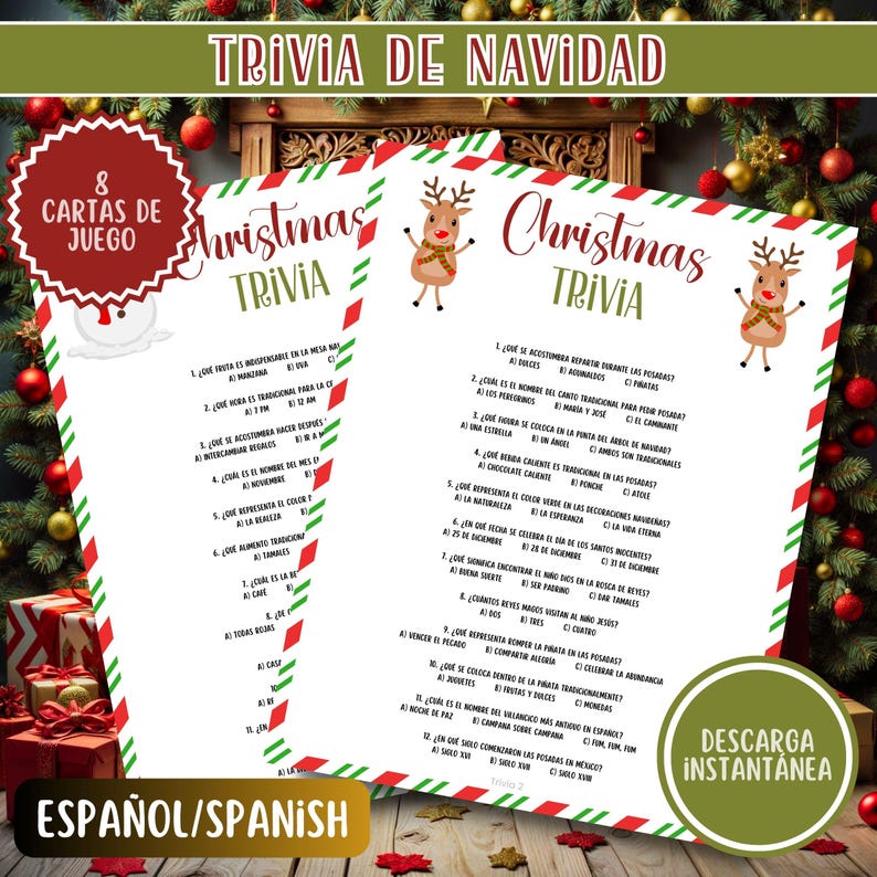 Juegos Para Fiesta De Navidad | Trivia Navideña Imprimible | Diversión ...