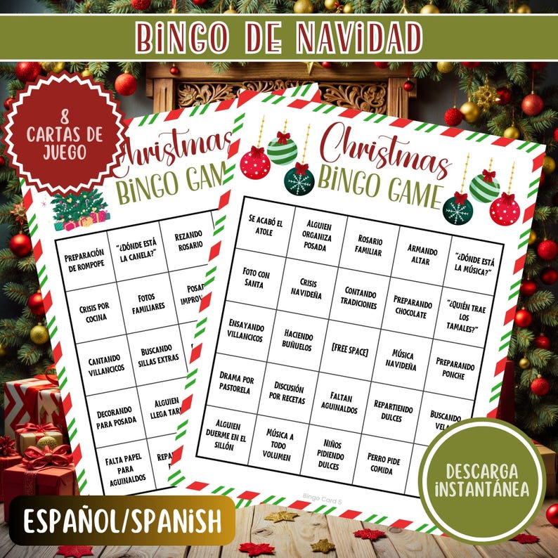 Bingo Navideño Para Imprimir | Juego De Bingo Navidad | Divertido Juego ...