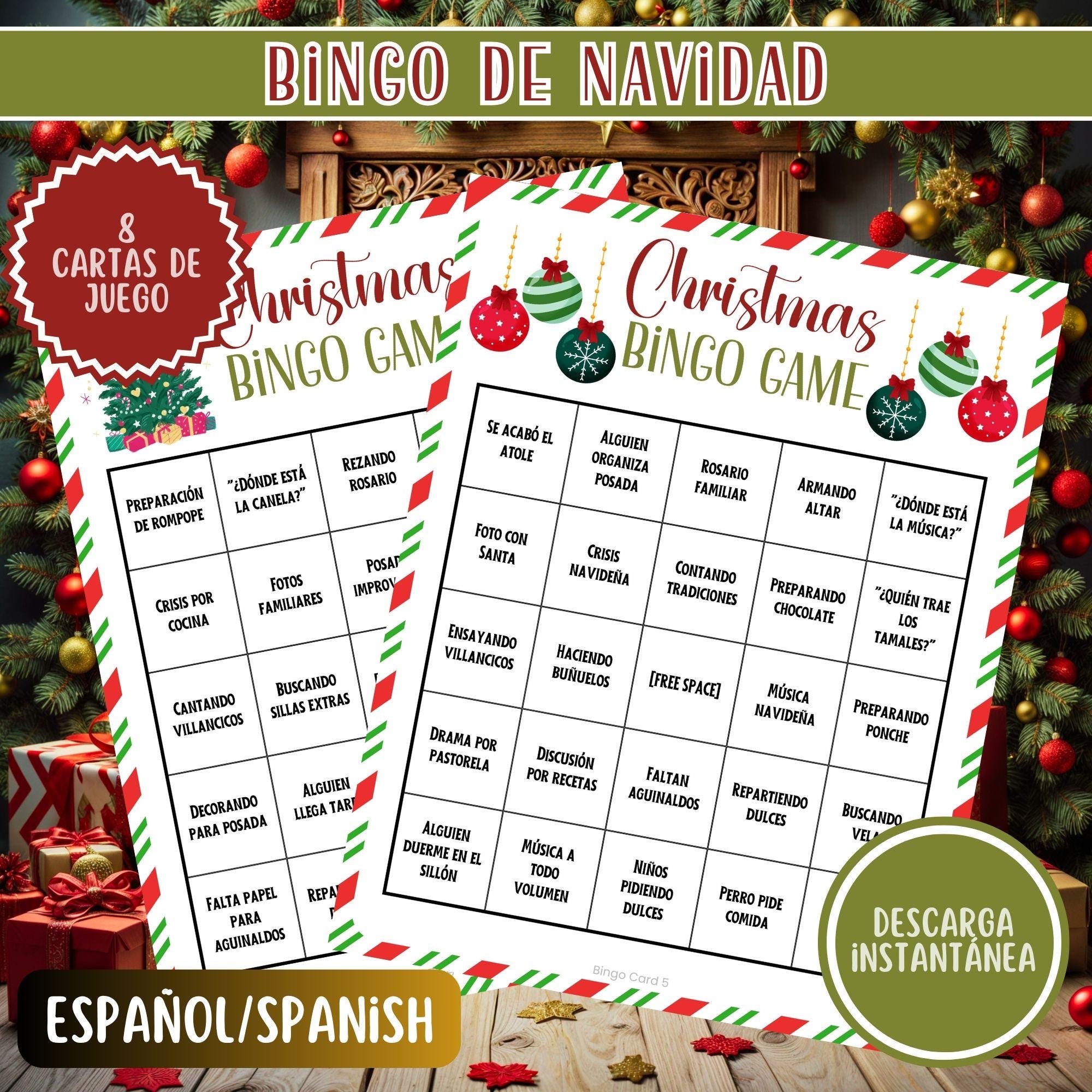 Bingo Navideño Para Imprimir | Juego De Bingo Navidad | Divertido Juego ...