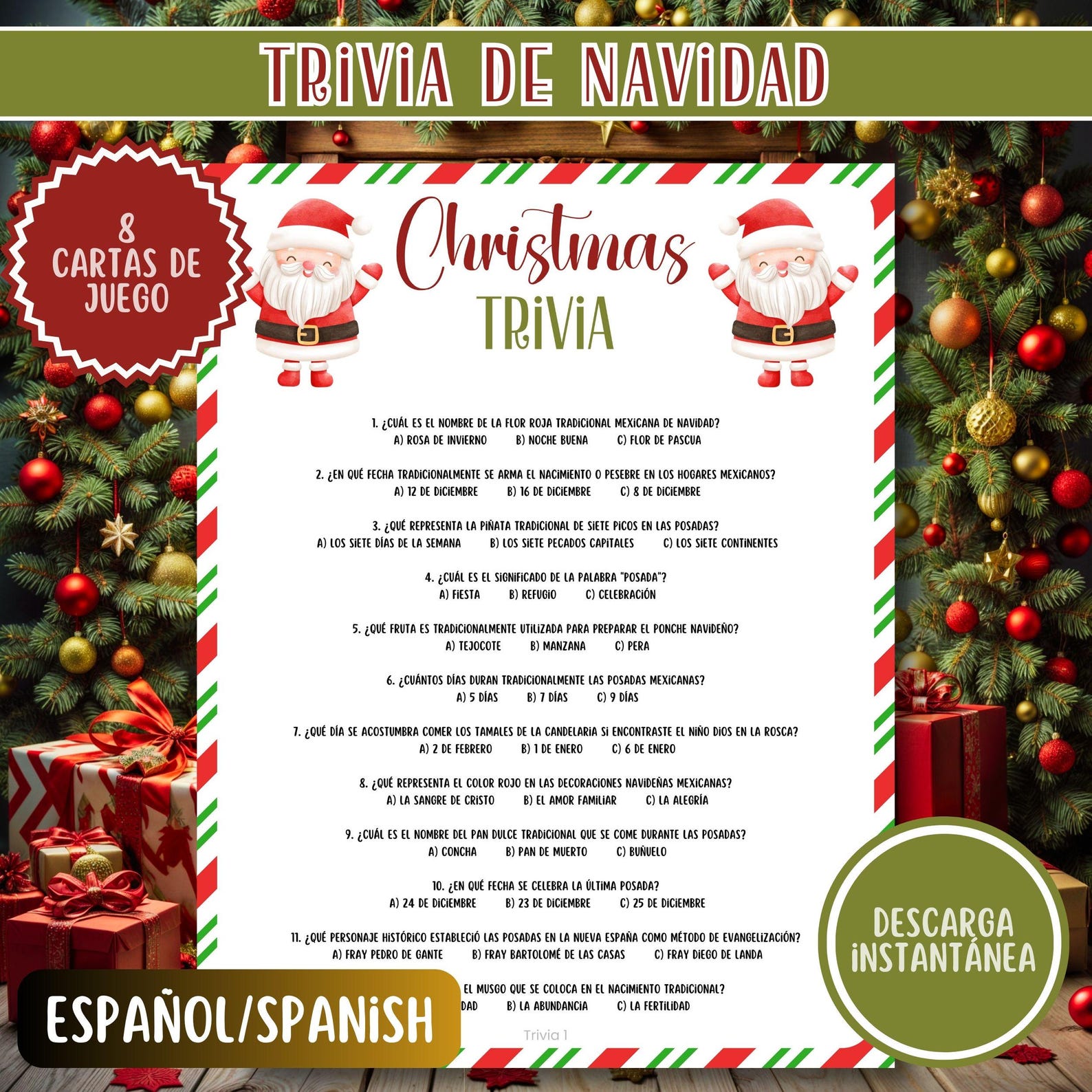 Juegos Para Fiesta De Navidad | Trivia Navideña Imprimible | Diversión ...