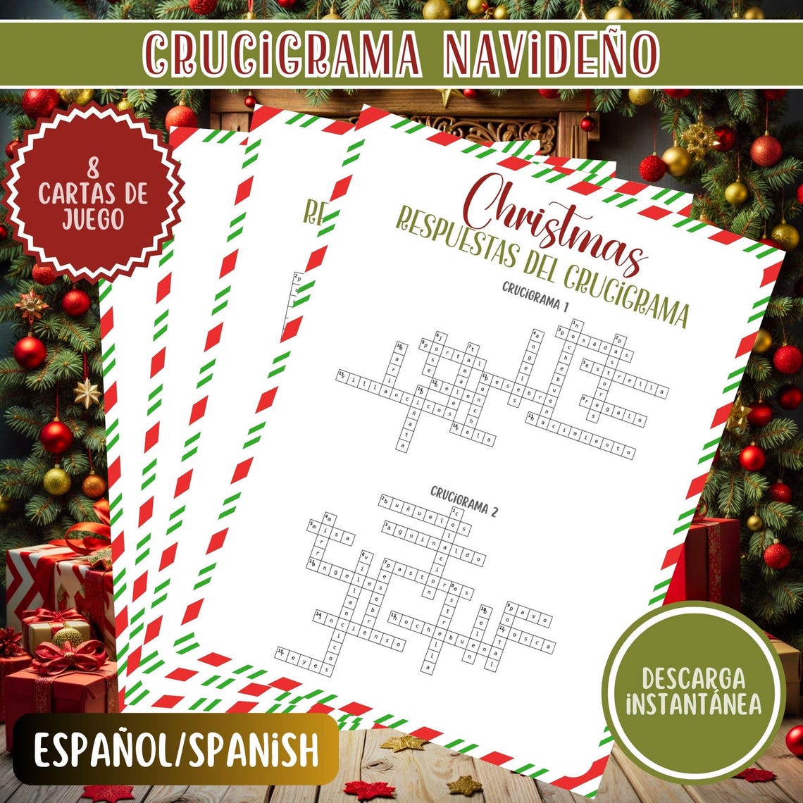 Crucigramas De Navidad – 8 Diseños Listos Para Descargar E Imprimir - Etsy