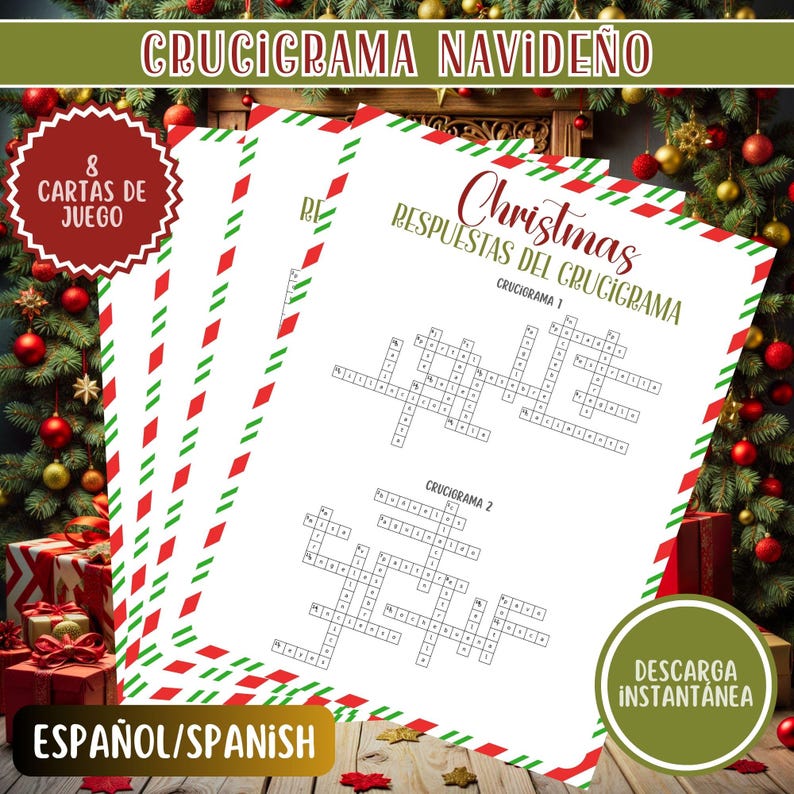 Crucigramas De Navidad – 8 Diseños Listos Para Descargar E Imprimir - Etsy