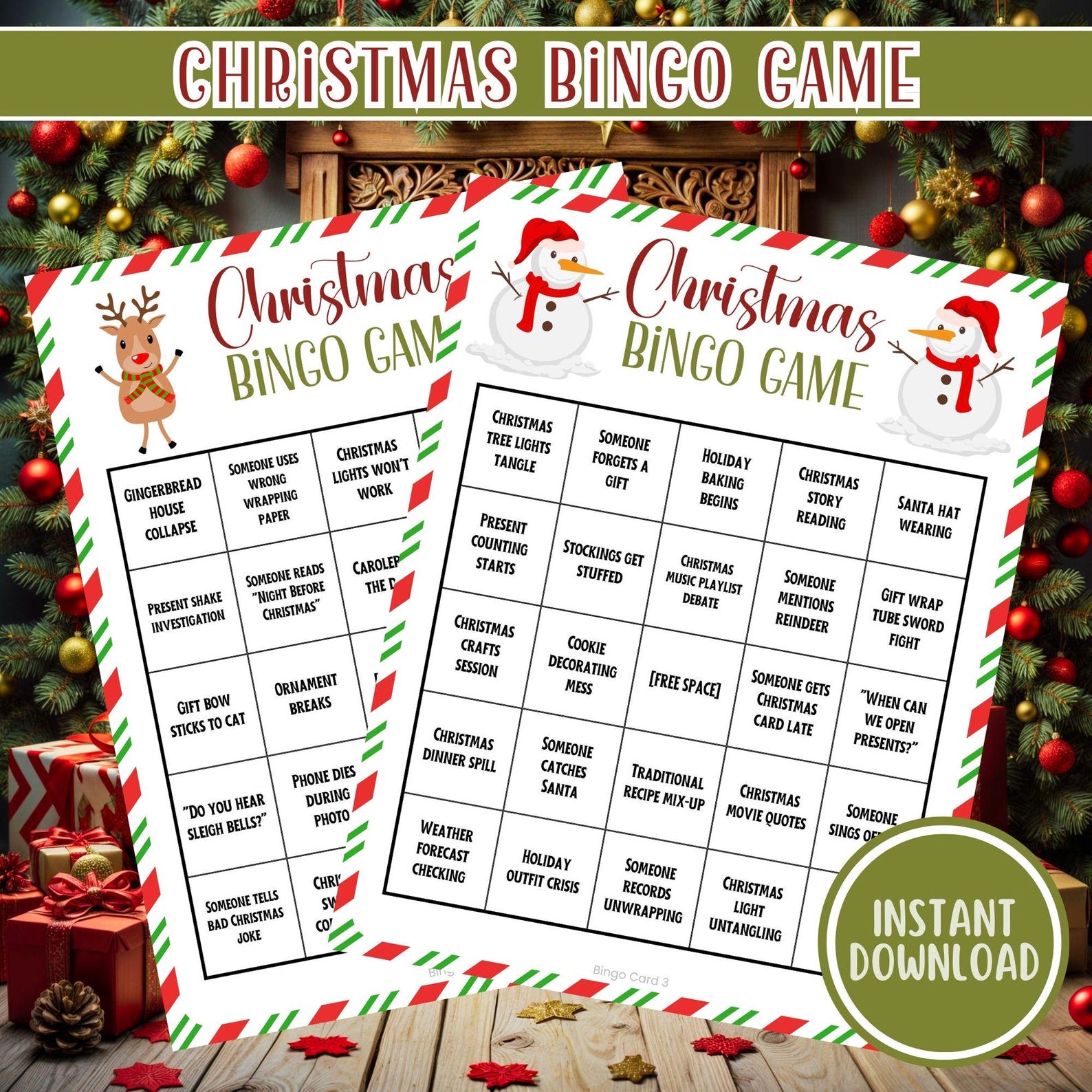 Christmas Bingo Cards | Printable Christmas Game | Funny Holiday Party ...