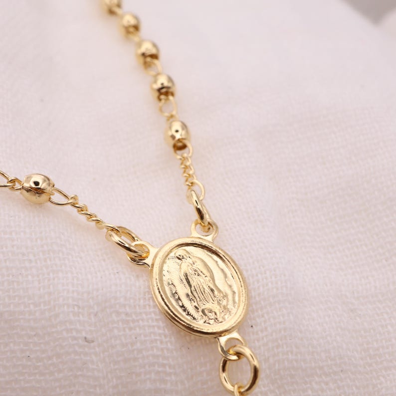 18K Gold Plated Rosary Necklace | Mary Rosary Gold | Dainty Rosary ...
